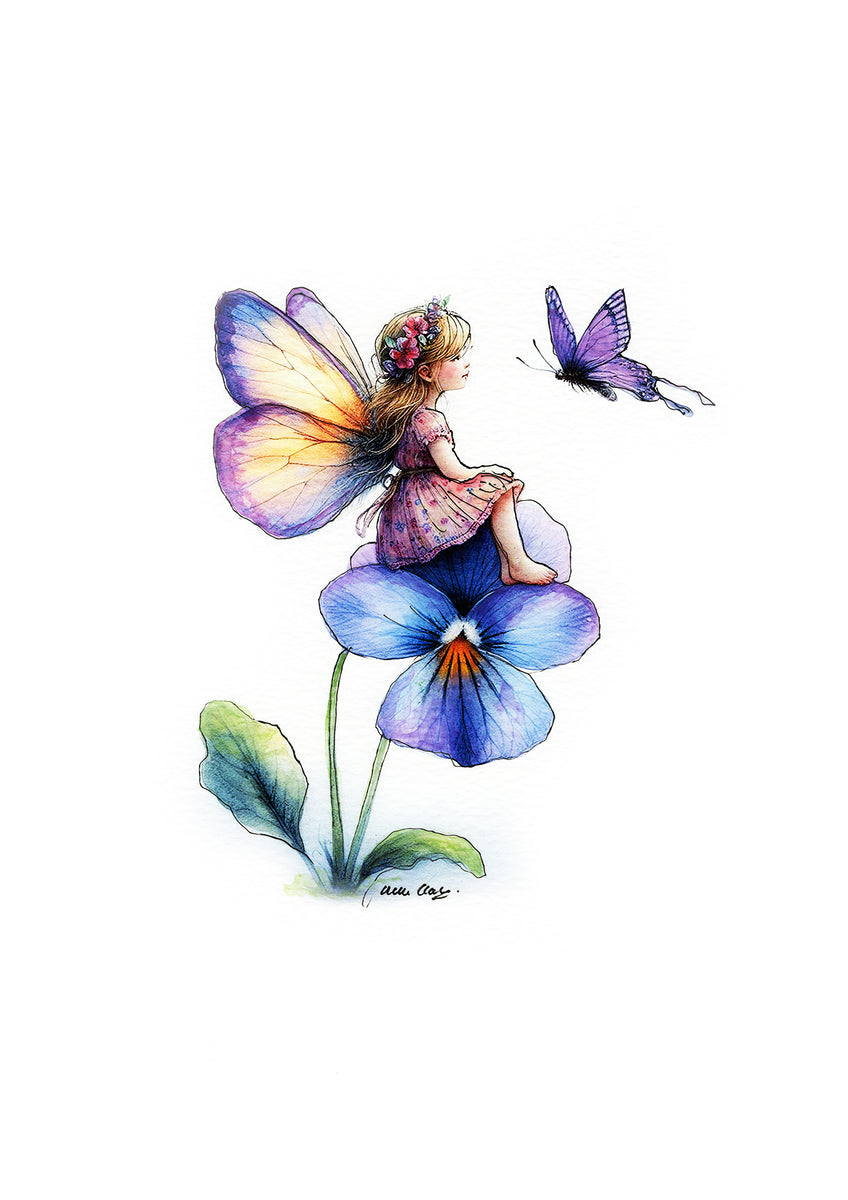 A4 Art Prints February Flower Fairy (Violet) – Helen Clark Bespoke