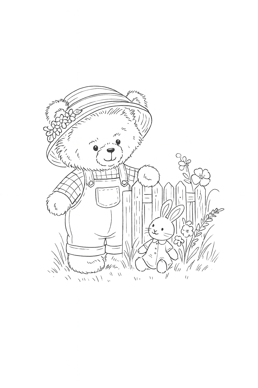 Little Bear and Bunny A4 Colouring Sheet – Helen Clark Bespoke