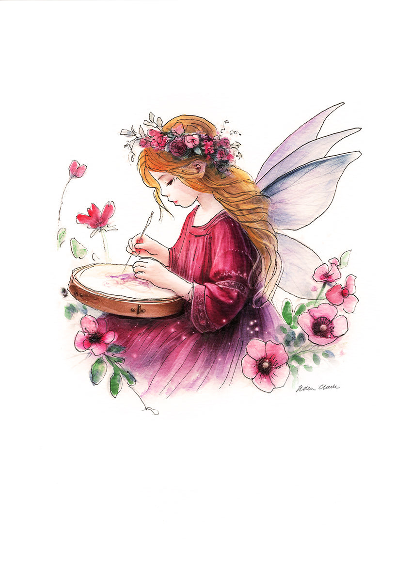 A4 Art Prints Crafting Embroidery Fairy – Helen Clark Bespoke
