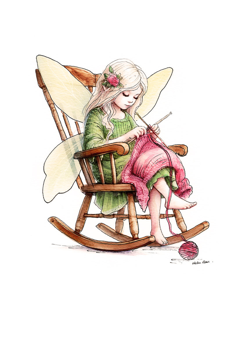 A4 Art Prints Crafting Knitting Fairy – Helen Clark Bespoke