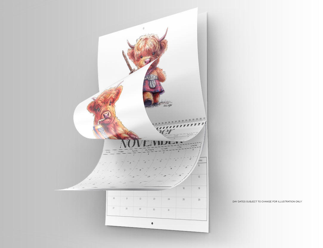 Wee Scottish Moos 2026 Calendar Limited Release – Helen Clark Bespoke