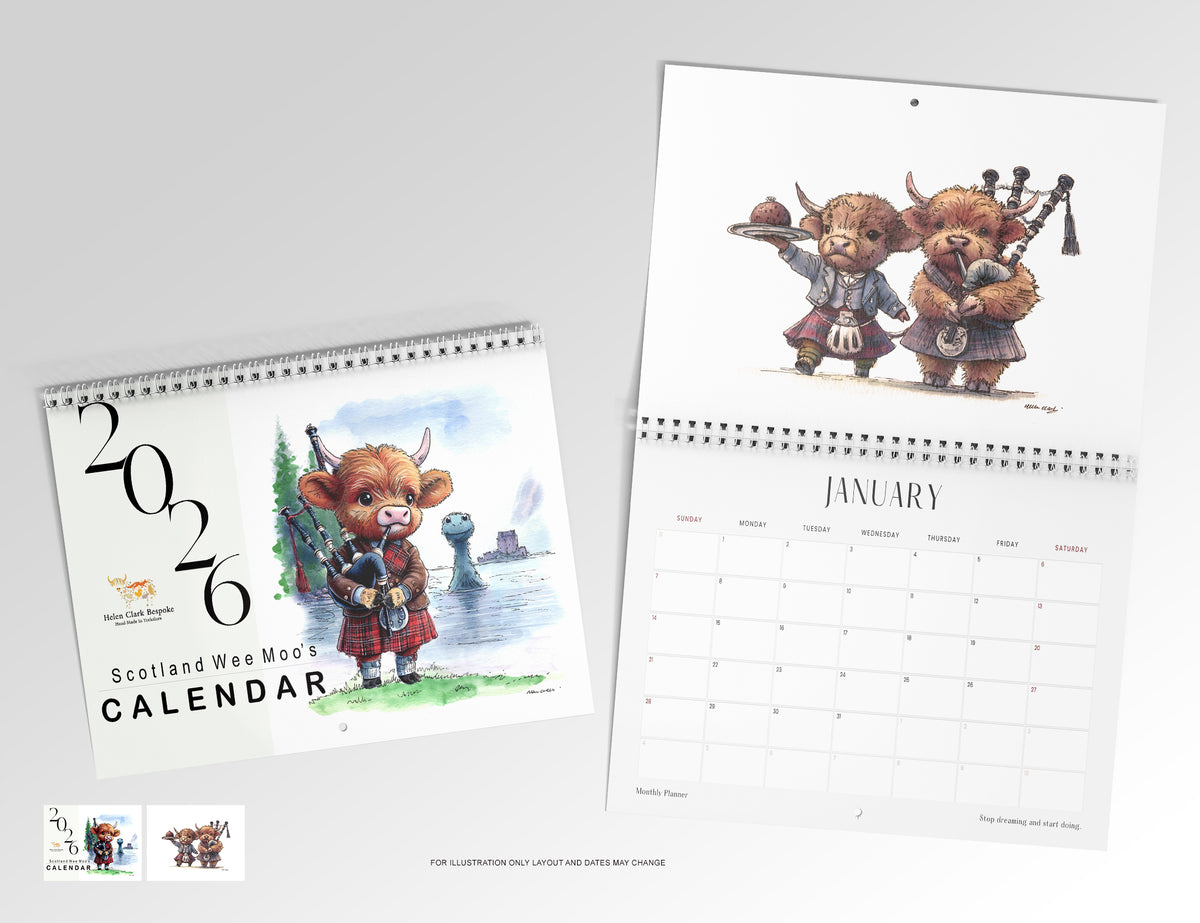 Wee Scottish Moos 2026 Calendar Limited Release – Helen Clark Bespoke